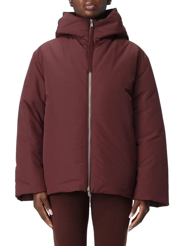 JIL SANDER Hooded Puffer Jacket - Burgundy