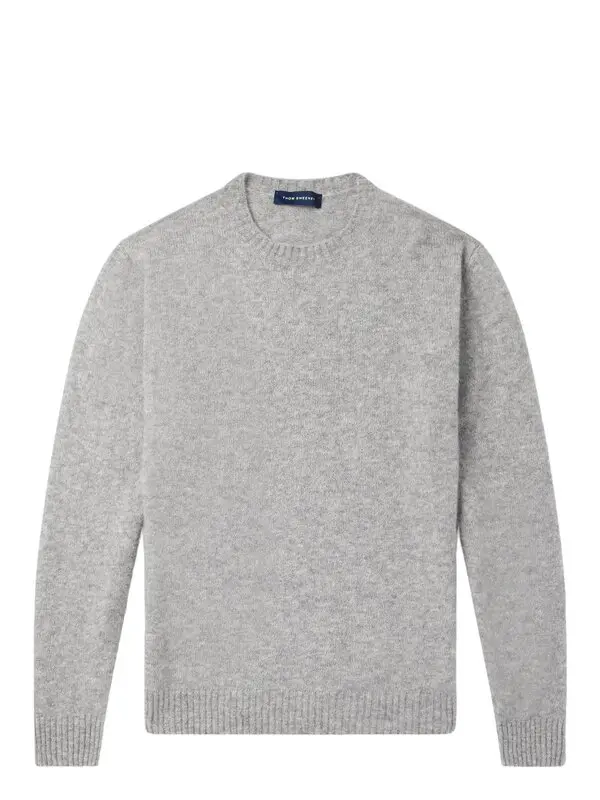 Thom Sweeney Brushed Cashmere-blend Sweater - Gray