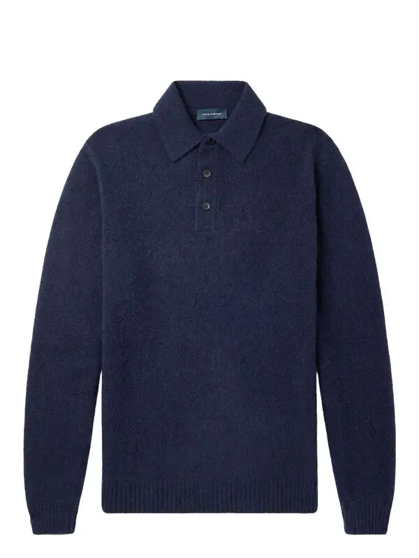 Thom Sweeney Brushed Cashmere-blend Polo Shirt - Blue