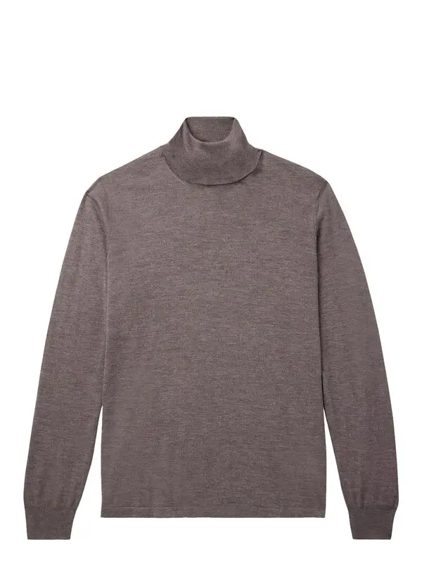 Thom Sweeney Cashmere And Silk-blend Rollneck Sweater - Brown