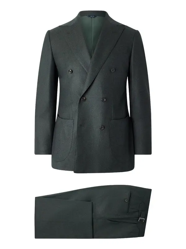 Thom Sweeney Double-breasted Wool Suit - Green