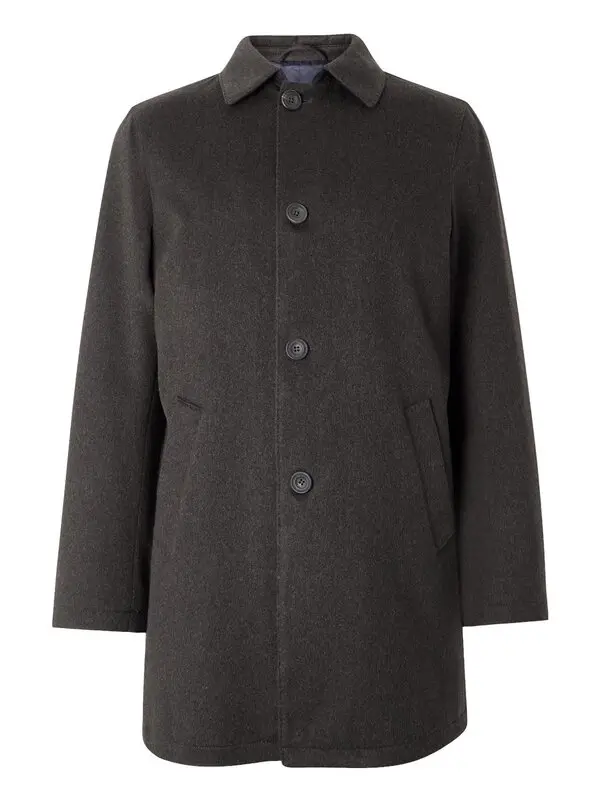 Rubinacci Suede-trimmed Brushed Cashmere Coat - Brown