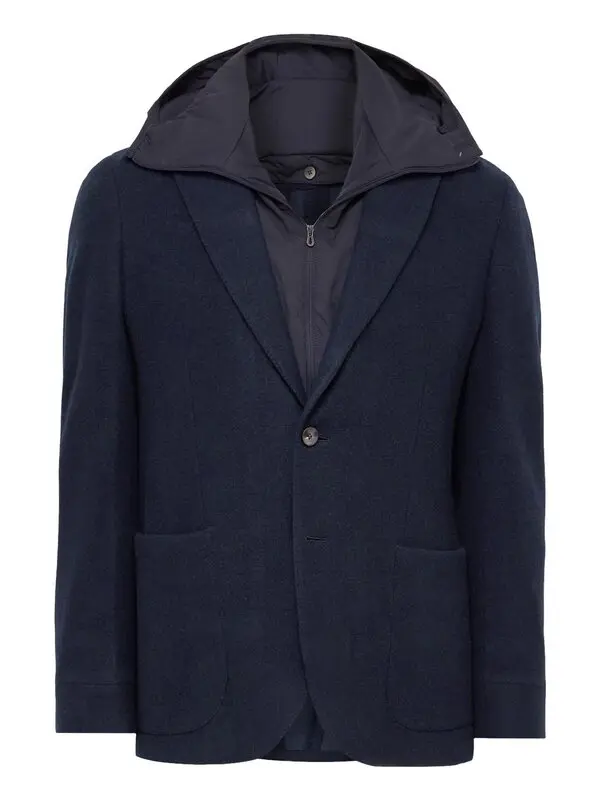 Sease Panelled Virgin Wool-blend Hooded Blazer - Blue
