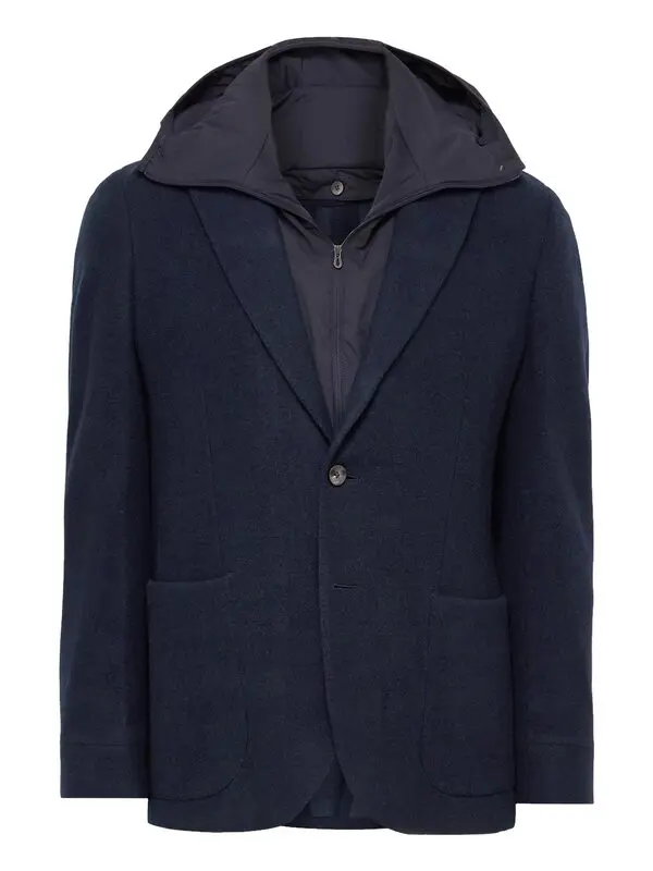 Sease Panelled Virgin Wool-blend Hooded Blazer - Blue
