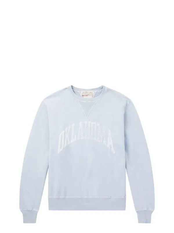 REMI RELIEF Oklahoma Printed Cotton-jersey Sweatshirt - Blue