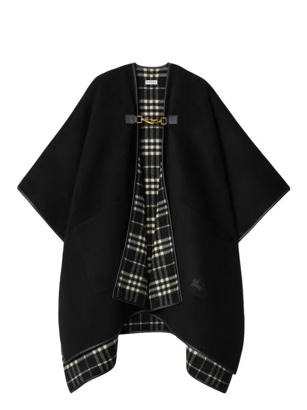 Burberry Check Cashmere Cape - Black/calico Beige
