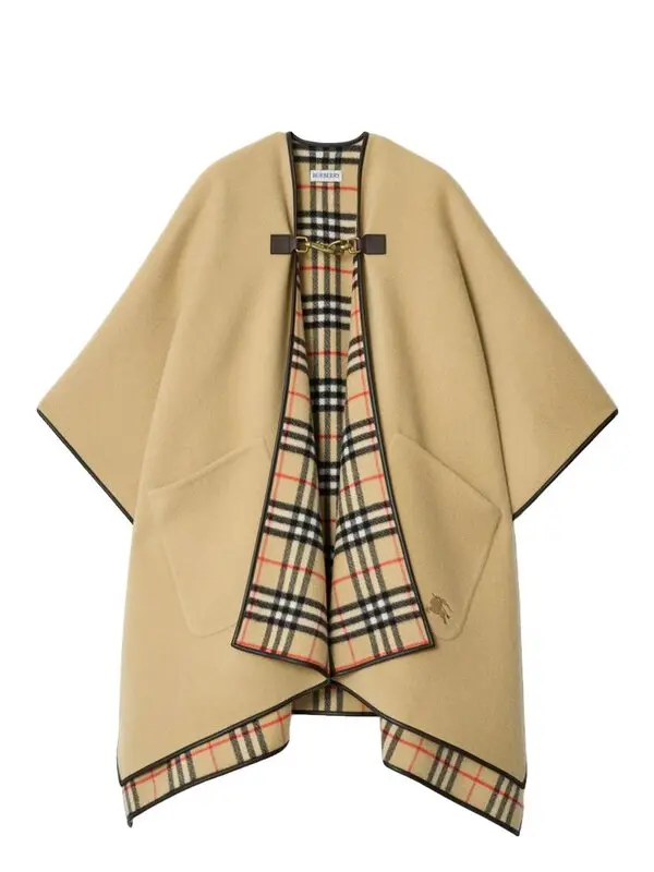 Burberry Check Cashmere Cape - Sand Beige