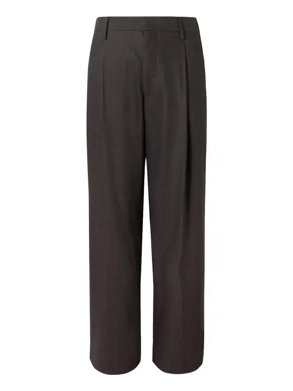 Nn07 Kay Straight-leg Pleated Woven Trousers - Brown