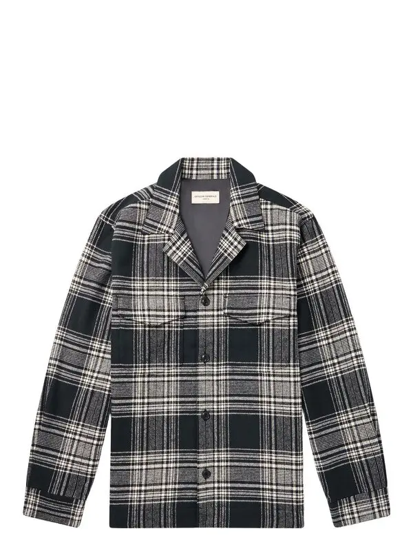 Officine Générale Judas Camp-collar Checked Cotton-flannel Overshirt - Black