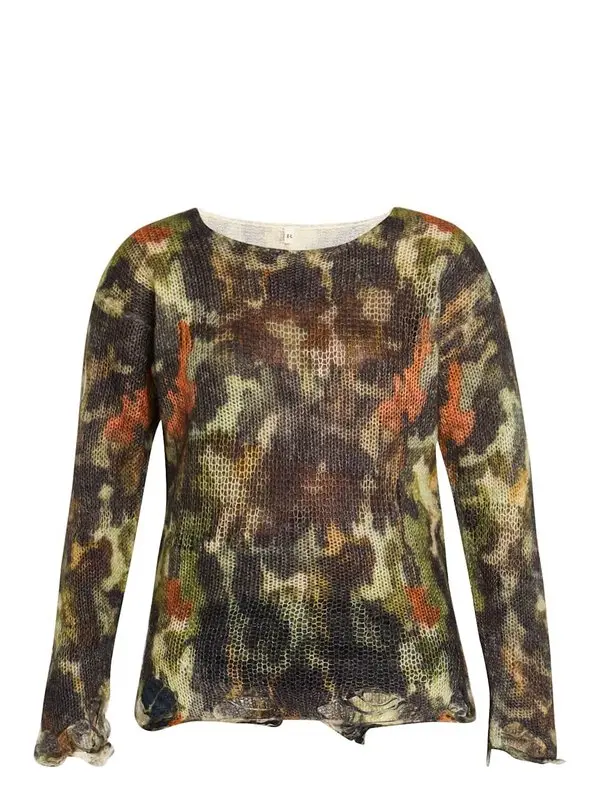 R13 Distressed Wool-blend Boyfriend Sweater - Light Camo