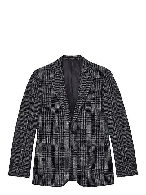REISS Jacob Checked Single-breasted Wool-blend Blazer - Navy
