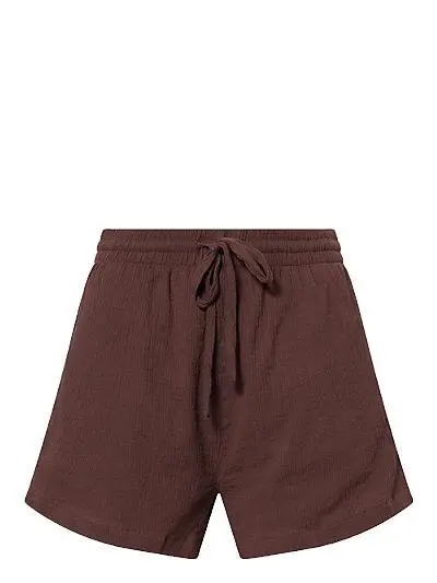 Seafolly Crinkle Cotton-poplin Drawstring Shorts - Dark Chocolate