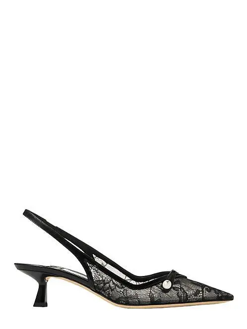 JIMMY CHOO Amita 45 Lace Slingback Pumps - Black/black