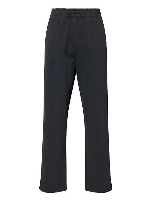 New Era Washed Straight-leg Cotton-jersey Jogging Bottoms - Black