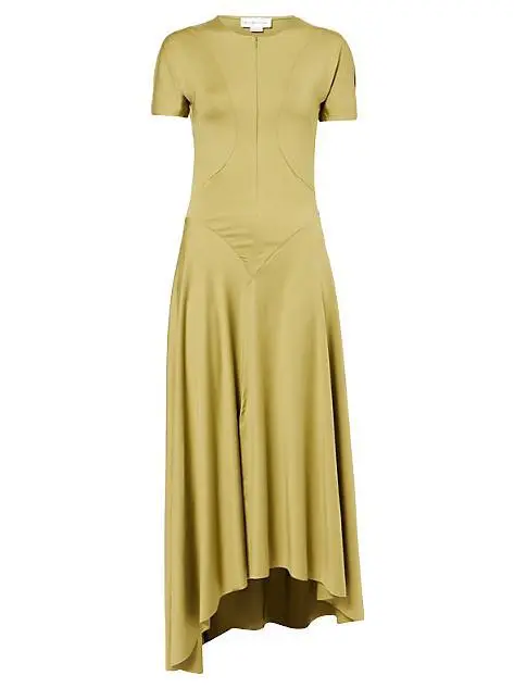 Victoria Beckham Zip-front Stretch-jersey Midi Dress - Greenfinch