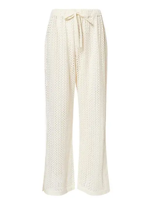 Seafolly Side-split Wide-leg Crochet Trousers - Ecru