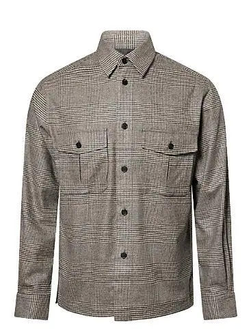 Dunhill Super 170s Glen-check Wool And Cashmere-blend Overshirt - Ivory/black