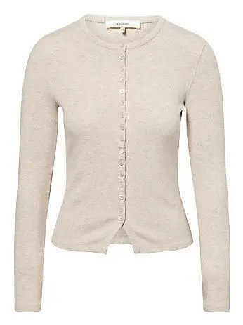 FRAME The Rib Splay Long-sleeves Stretch-woven Top - Oatmeal Heather