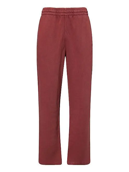 New Era Washed Straight-leg Cotton-jersey Jogging Bottoms - Burgundy