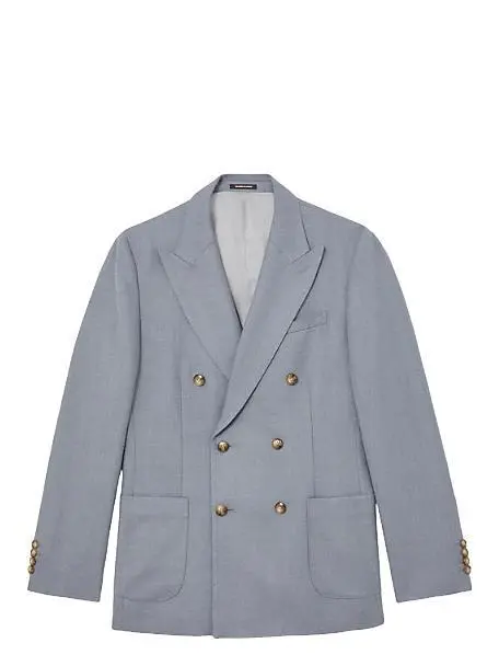 REISS Venus Double-breasted Wool-blend Blazer - Airforce Blue