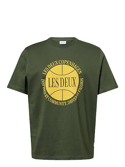 LES DEUX Ben Basketball Cotton-jersey T-shirt - Green