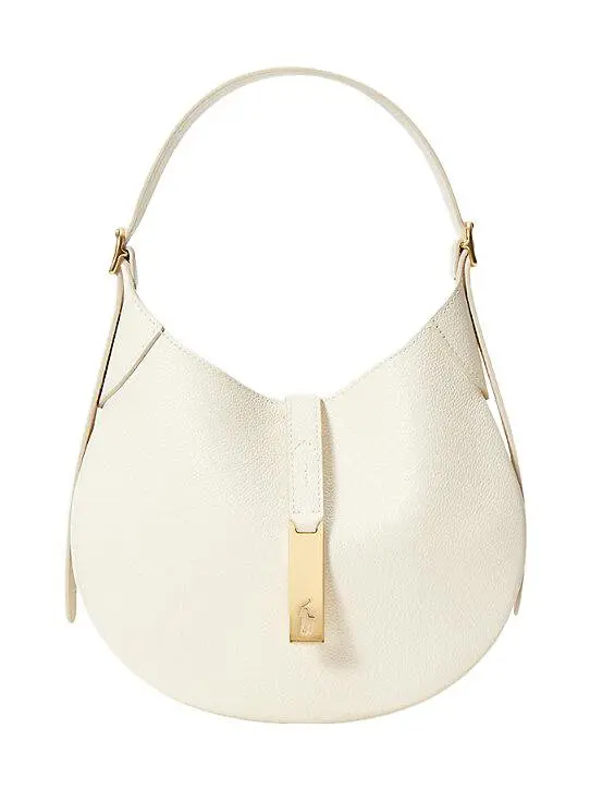 Polo Ralph Lauren Polo Id Small Leather Shoulder Bag - Ivory