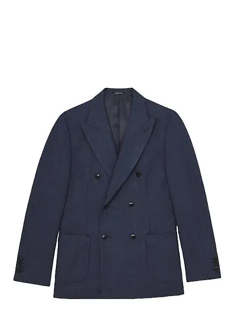 REISS Oasis Double-breasted Wool-blend Blazer - Navy