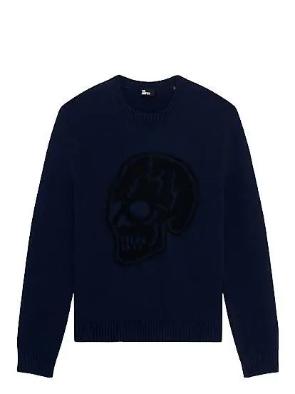 The Kooples Skull-print Crewneck Jumper - Navy