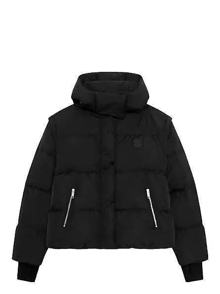 The Kooples Hooded Removable-sleeve Down Jacket - Black
