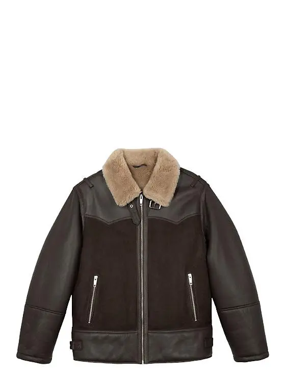 The Kooples Leather And Suede Jacket - Brown