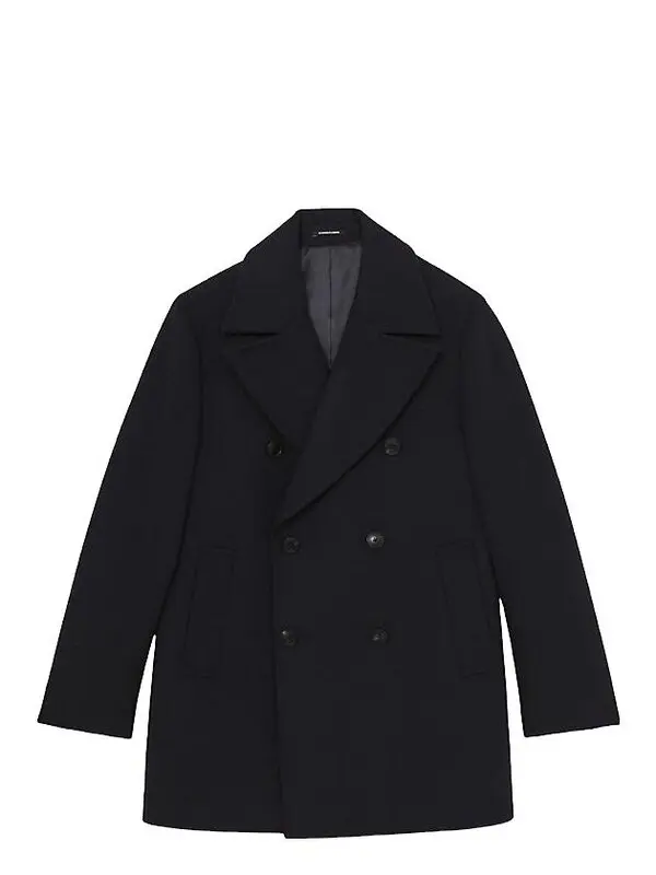 REISS Double-breasted Wool-blend Pea Coat - Navy