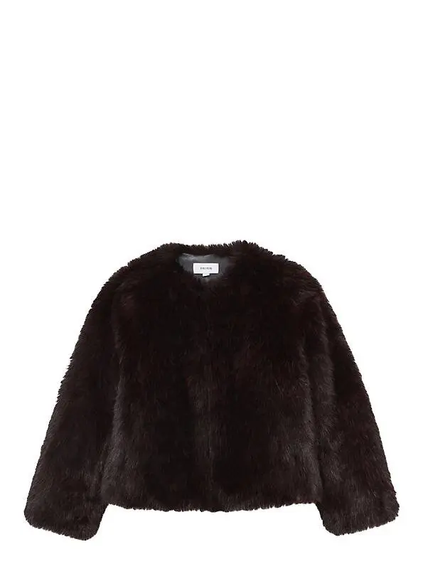 REISS Faux-fur Jacket - Burgundy