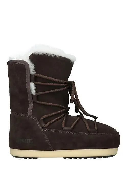 Moon Boot Suede And Shearling Snow Boots - Dark Brown