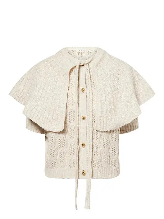 FRAME The Cape Short-sleeves Wool-blend Cardigan - Fawn