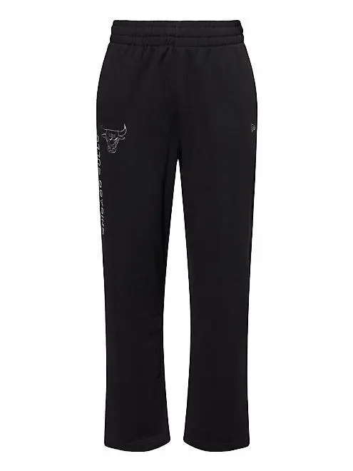 New Era Chicago Bulls Nba Linear Straight-leg Cotton-blend Jogging Bottoms - Black