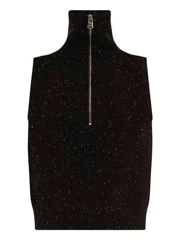 Varley Hally Half-zip Knit Vest - Black Flec