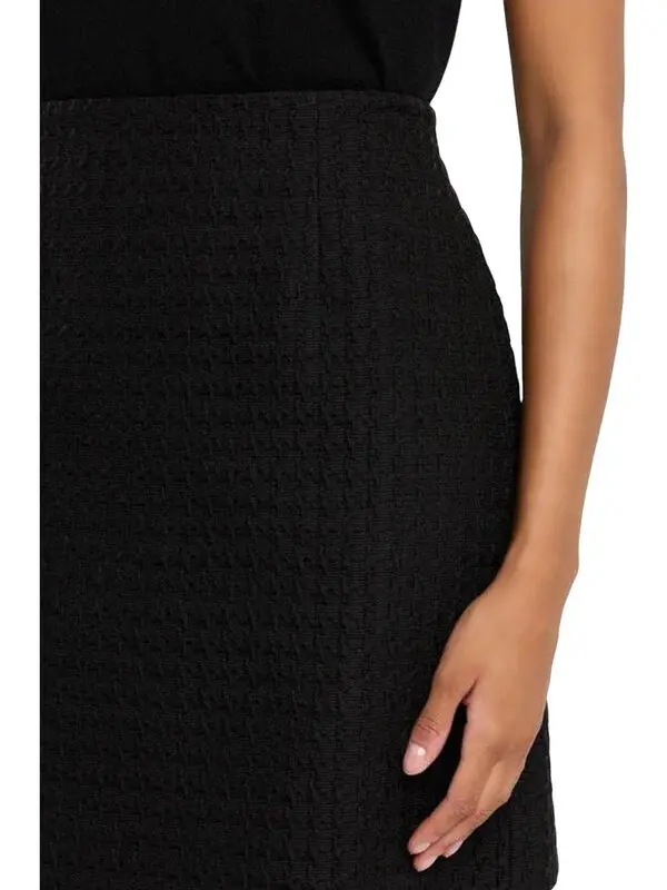 Lafayette 148 New York A-line Houndstooth Jacquard Mini Skirt - Black
