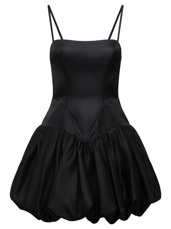 Bcbgmaxazria Satin Mini Bubble Dress - Black