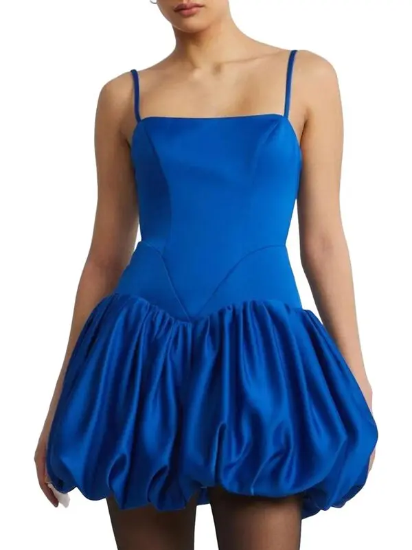 Bcbgmaxazria Satin Mini Bubble Dress - Nautical Blue