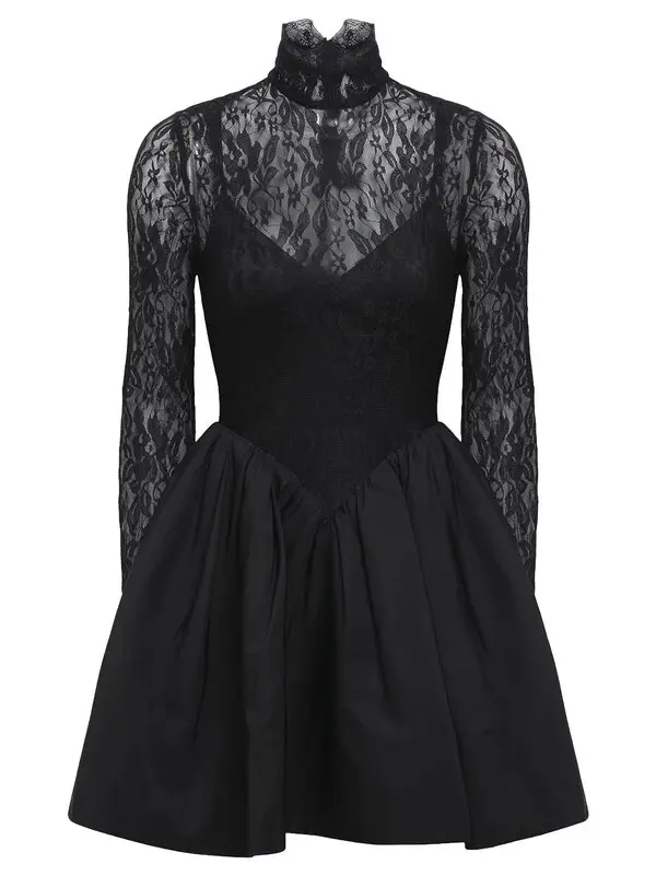 Bcbgmaxazria Stretch Lace Mini Bubble Dress - Black