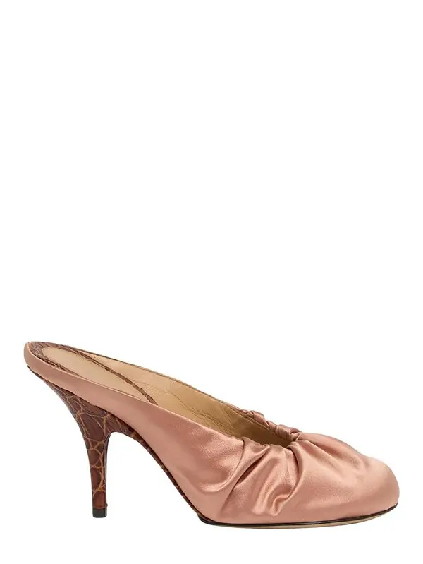 Dries Van Noten Ruched Satin Mules - Blush