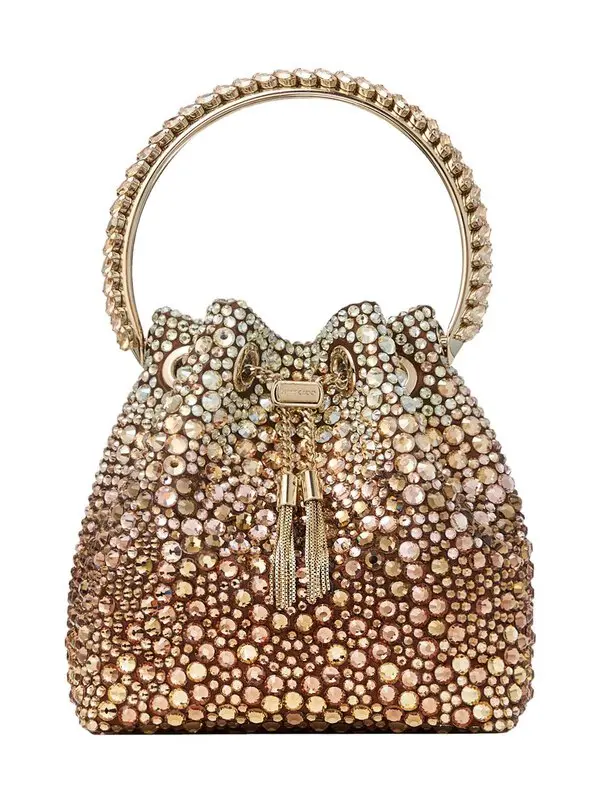 JIMMY CHOO Bon Bon Handbag With Crystals - Bronze/honey Mix
