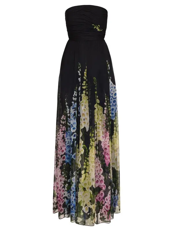 Oscar De La Renta Degrade Foxglove Chiffon Gown - Black