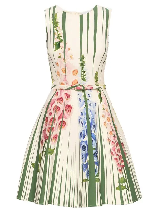 Oscar De La Renta Foxglove Trompe L'oeil Dress - Multi