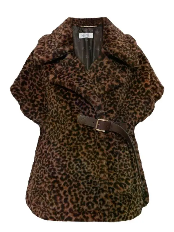 Max Mara Belted Animal-pattern Jacket - Brown