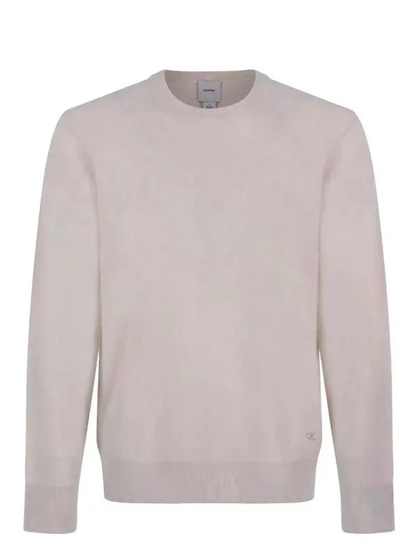 Calvin Klein Cashmere Classic Embroidered Logo Sweater - Neutrals