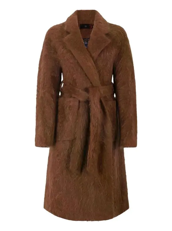 HUI MILANO Cashmere Coat With Self-tie Belt - Brown