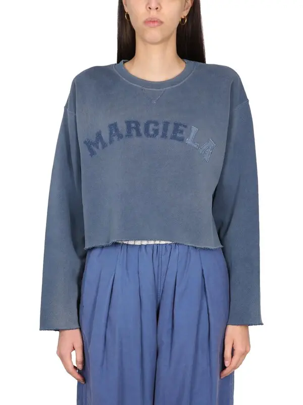 MAISON MARGIELA Cropped Sweatshirt - Blue