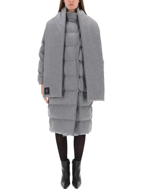 BOSS Reversible Coat With Scarf - Grey