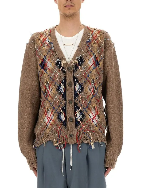 MAISON MARGIELA Diamond Pattern Cardigan - Brown